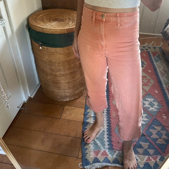 Madewell | Pants & Jumpsuits | Madewell Faded Salmon Pink High Waist Wide Leg Crop Jeans 26 ...